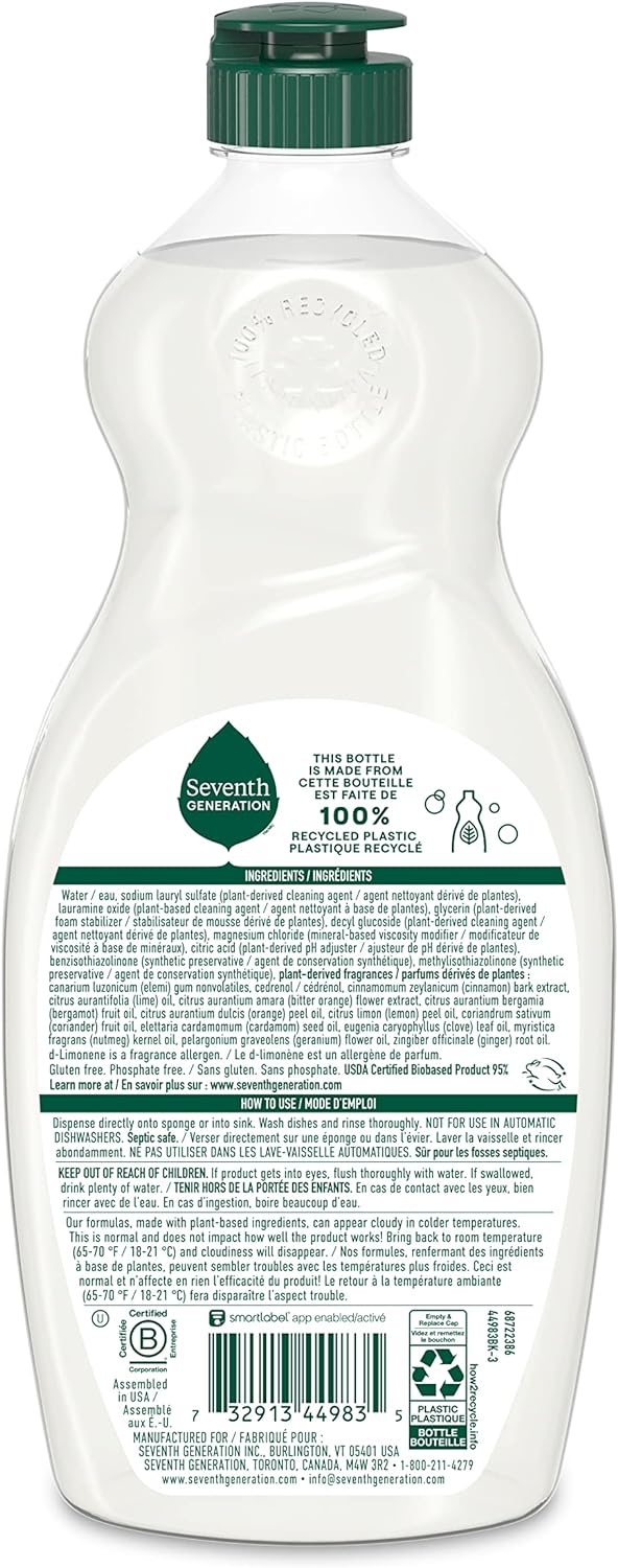 Seventh Generation Dish Soap, Fresh Lime & Ginger [Case of 6 ...