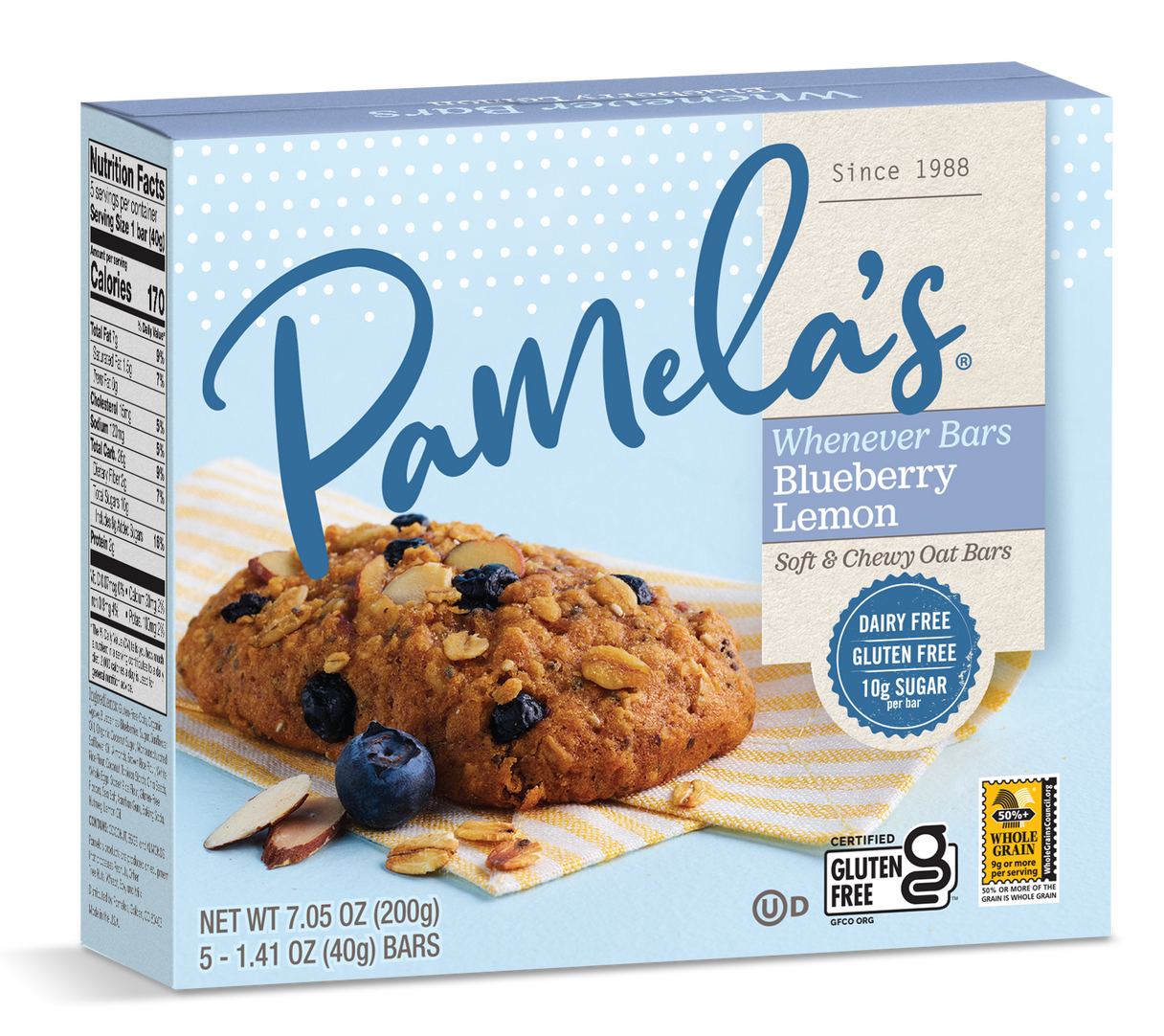 Pamela's Whenever Bars, Oat Blueberry Lemon [6 Pack] | GlutenFreePalace