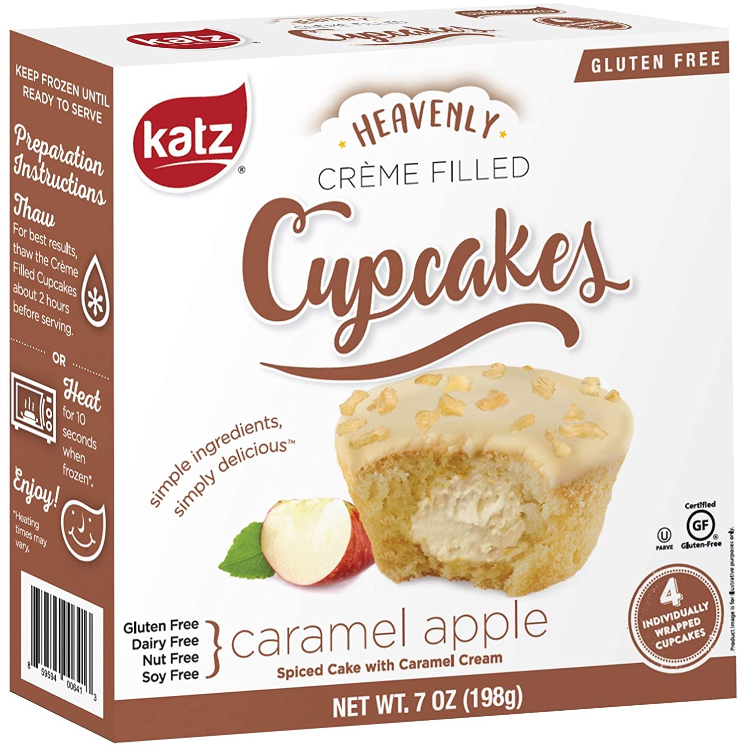 Katz Gluten Free Heavenly Creme Filled Cupcakes, Caramel Apple ...
